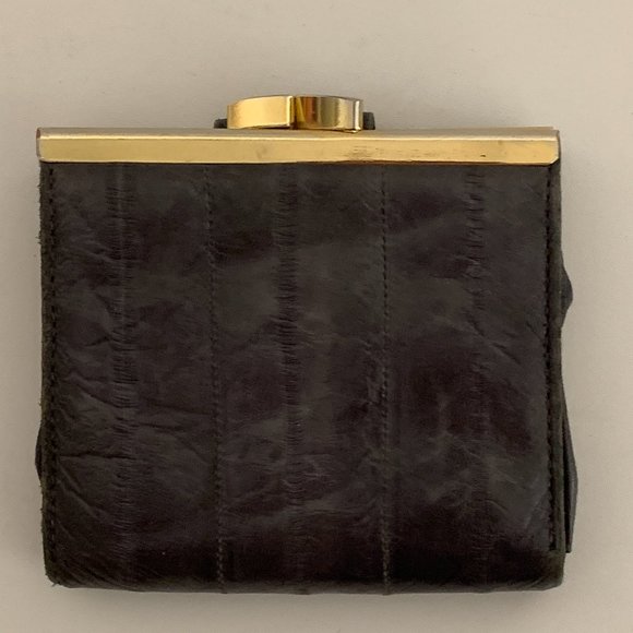 Hato Hasi | Bags | Vintage Hato Hasi Dark Gray Eel Skin Wallet Bifold ...